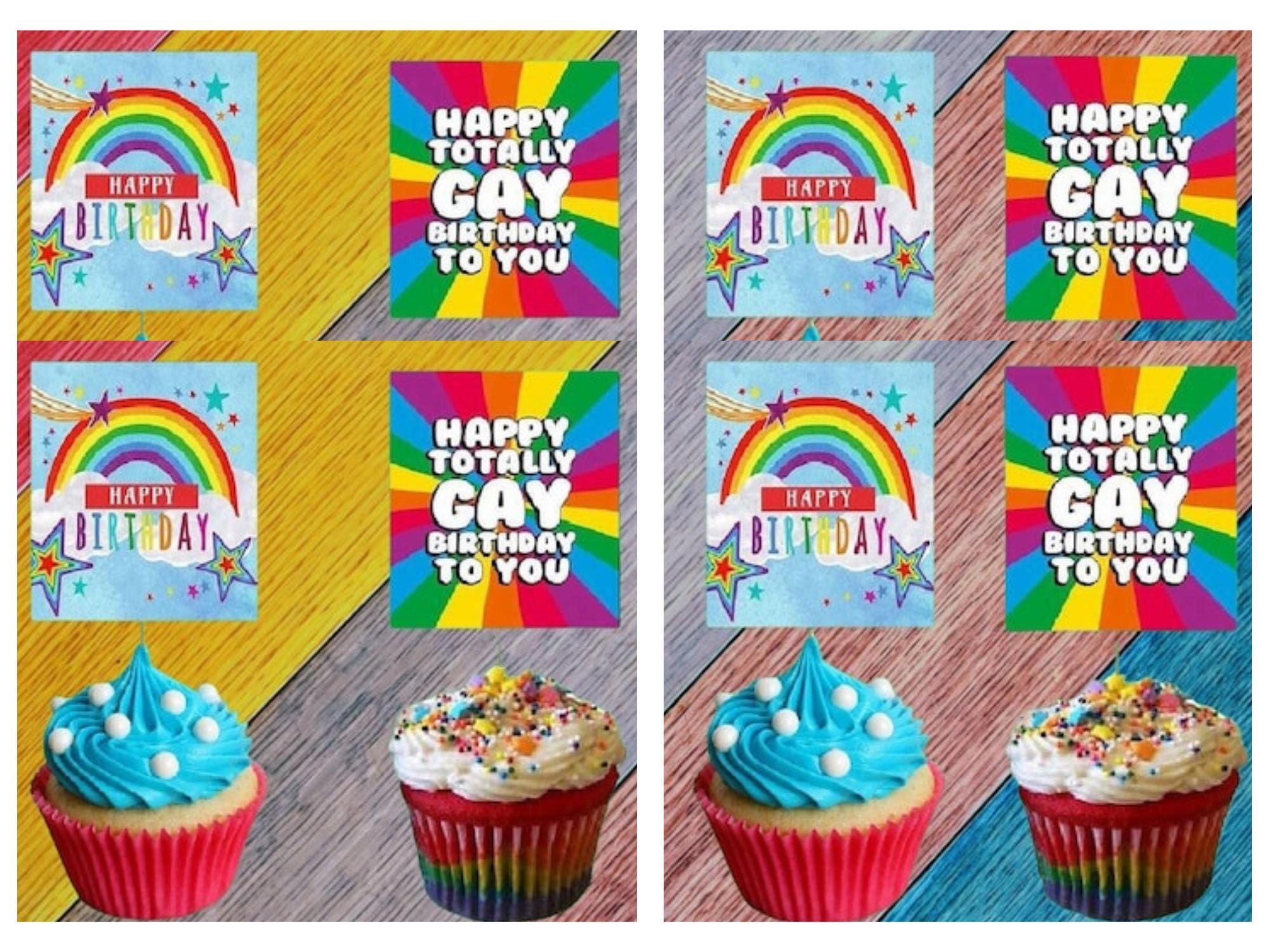 Custom Pride Cupcake Toppers, Personalized Cupcake Toppers, Rainbow on ...