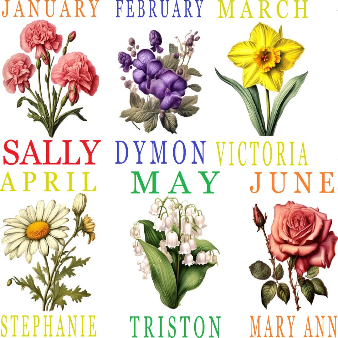 Personalized Birth Month Flower Magnet Custom Name Birth Flower Gift ...