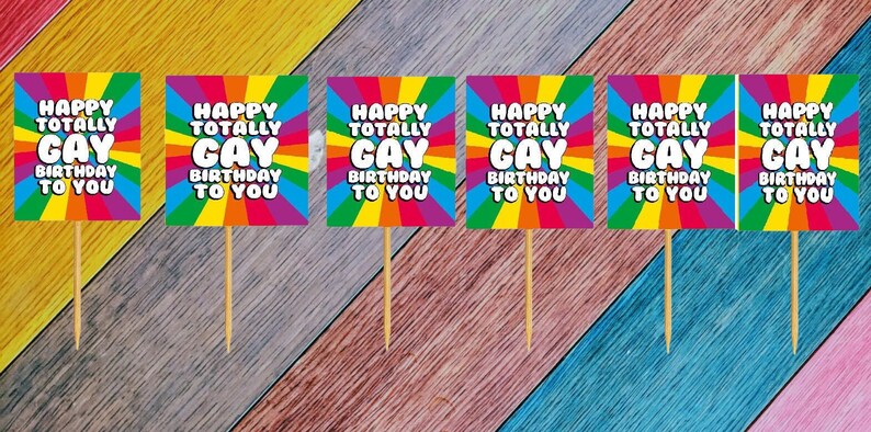 LGBTQ Pride Cupcake Toppers Rainbow Party Picks for Coming Out ...