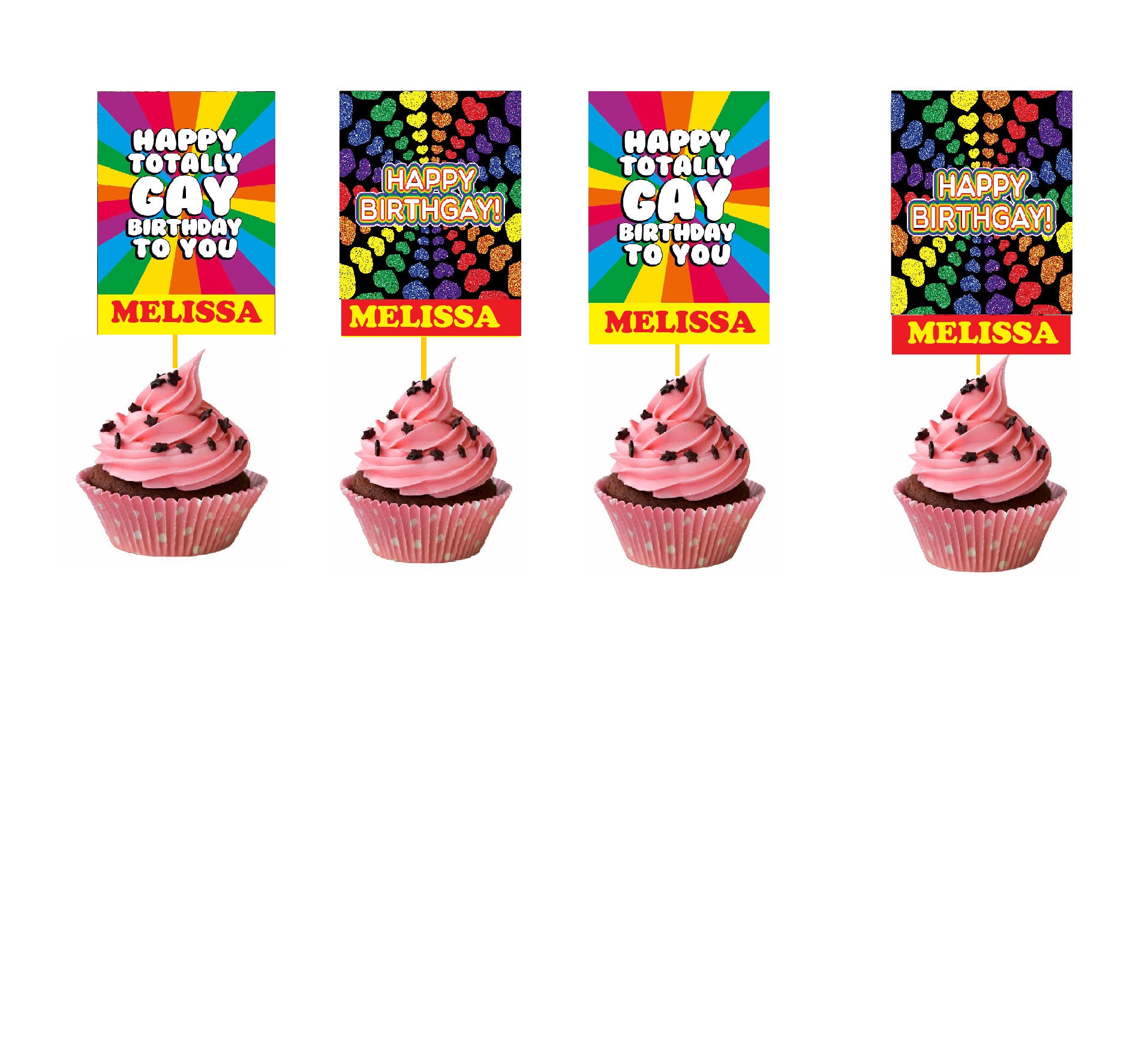 Personalized Cupcake Topper LGBTQ PRIDE Birthday Party Picks/cake ...