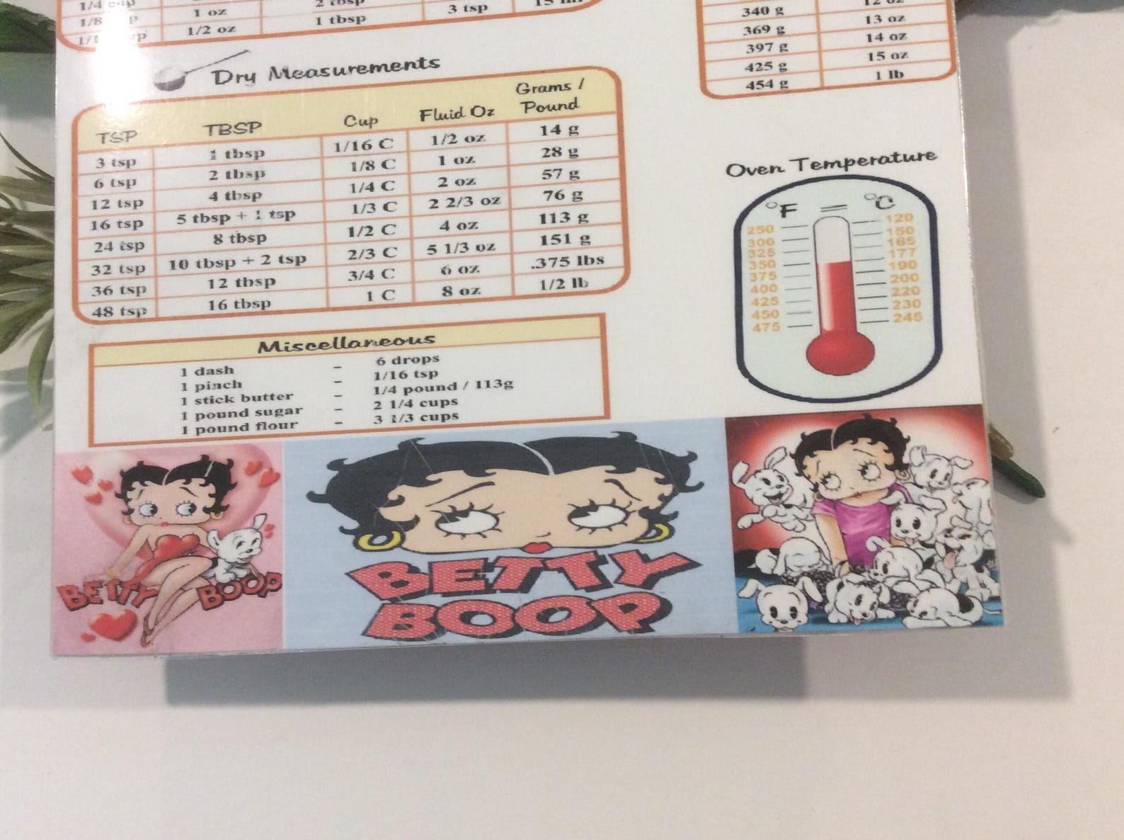 Betty Boop Gift Kitchen Decor Conversion Chart Vintage Retro Kitchen ...