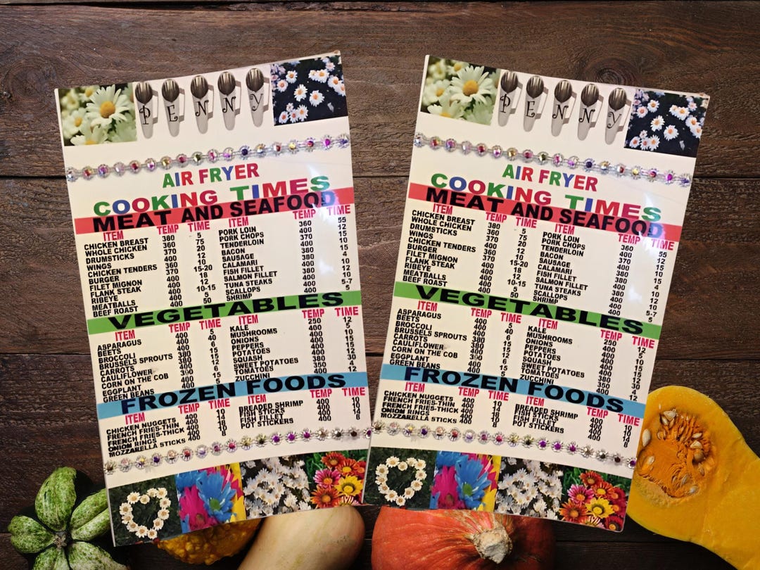 Air Fryer Cooking Time Conversion Chart Personalized Air Fryer Cheat ...