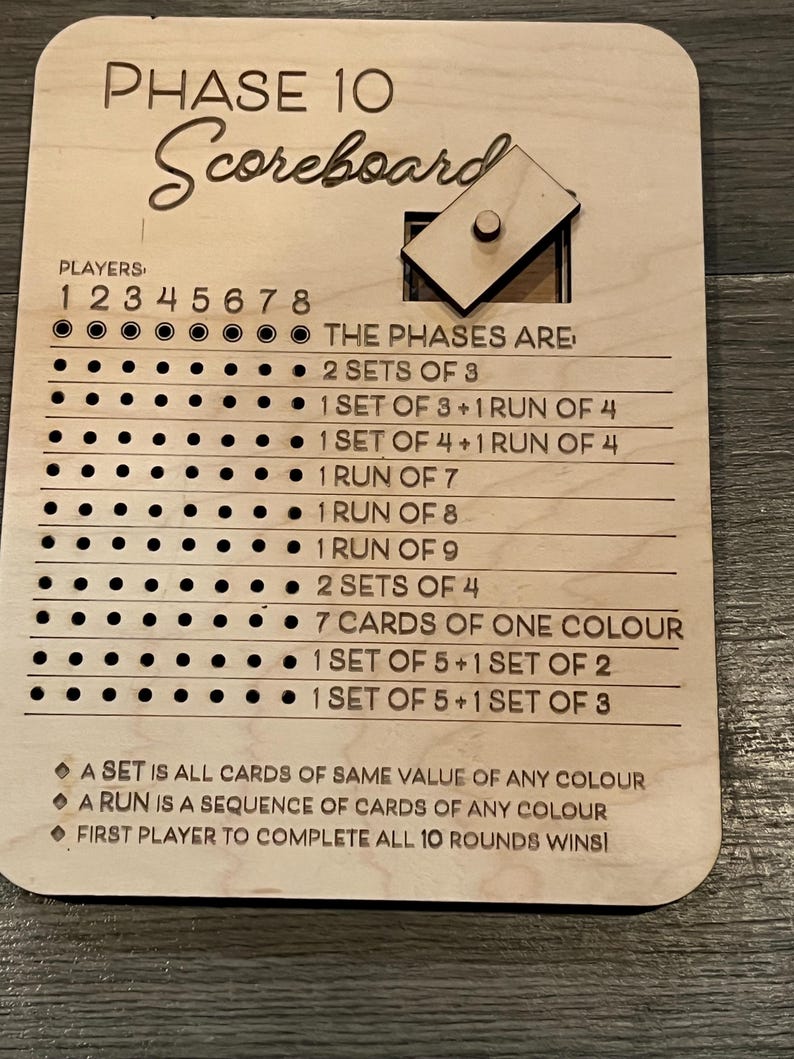Phase 10 Game Board - Etsy