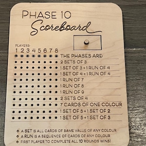 Phase 10 Game Board - Etsy