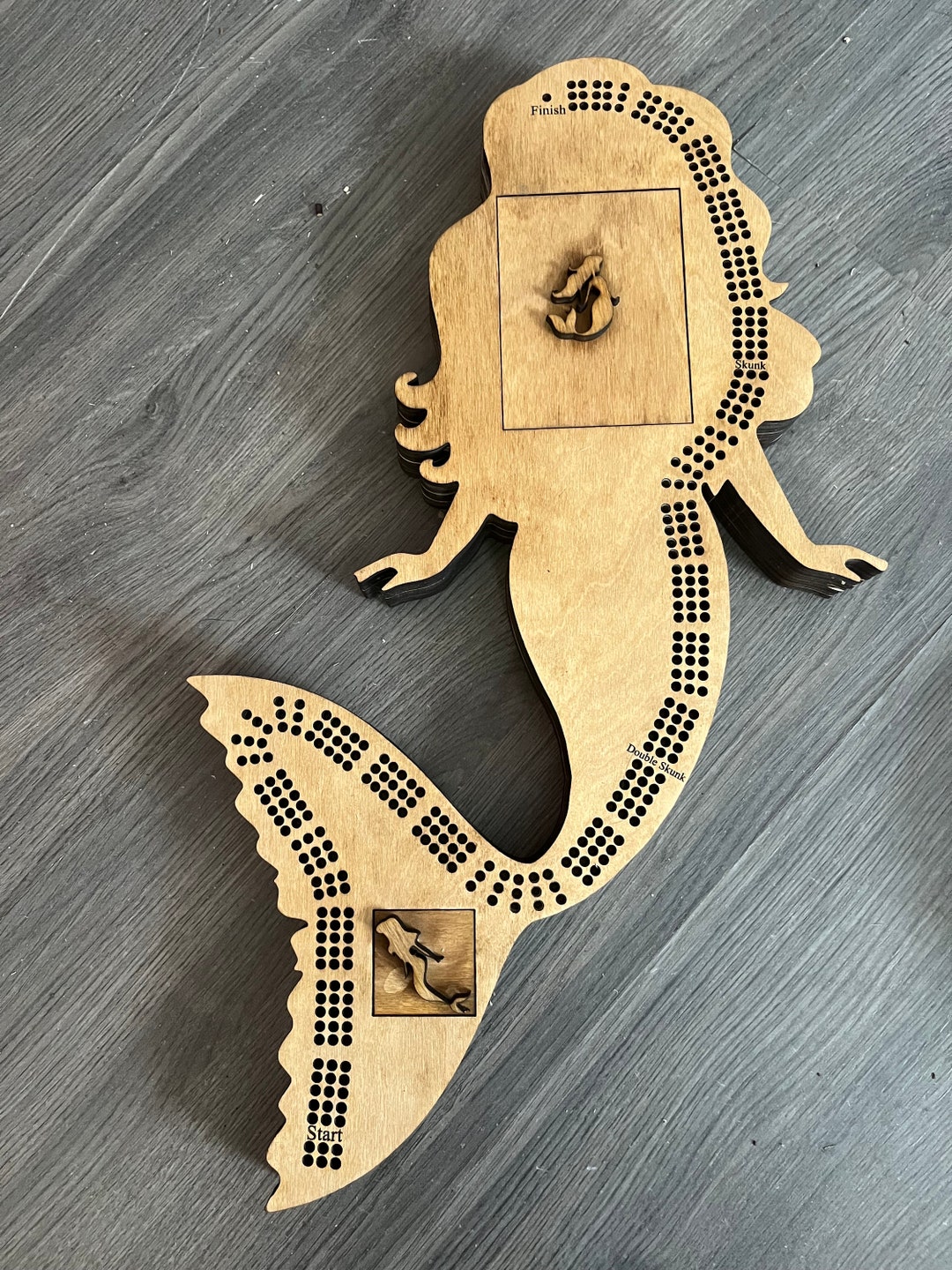 Cribbage Board Mermaid Shaped Cribbage Board - Etsy