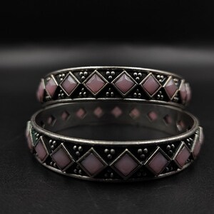 YACHIKA Collections-silver Replica Stone Bangles chudiya Antique Silver ...