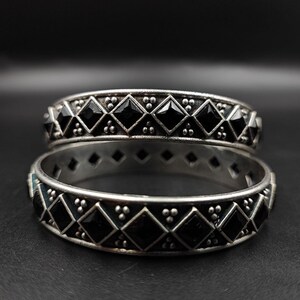 YACHIKA Collections-silver Replica Stone Bangles chudiya Antique Silver ...