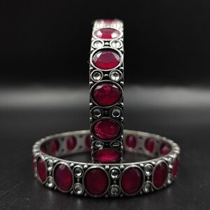 YACHIKA Collections-silver Replica Stone Bangles chudiya Antique Silver ...