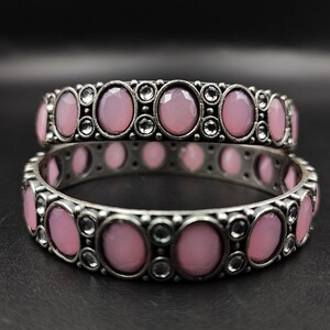 YACHIKA Collections-silver Replica Stone Bangles chudiya Antique Silver ...