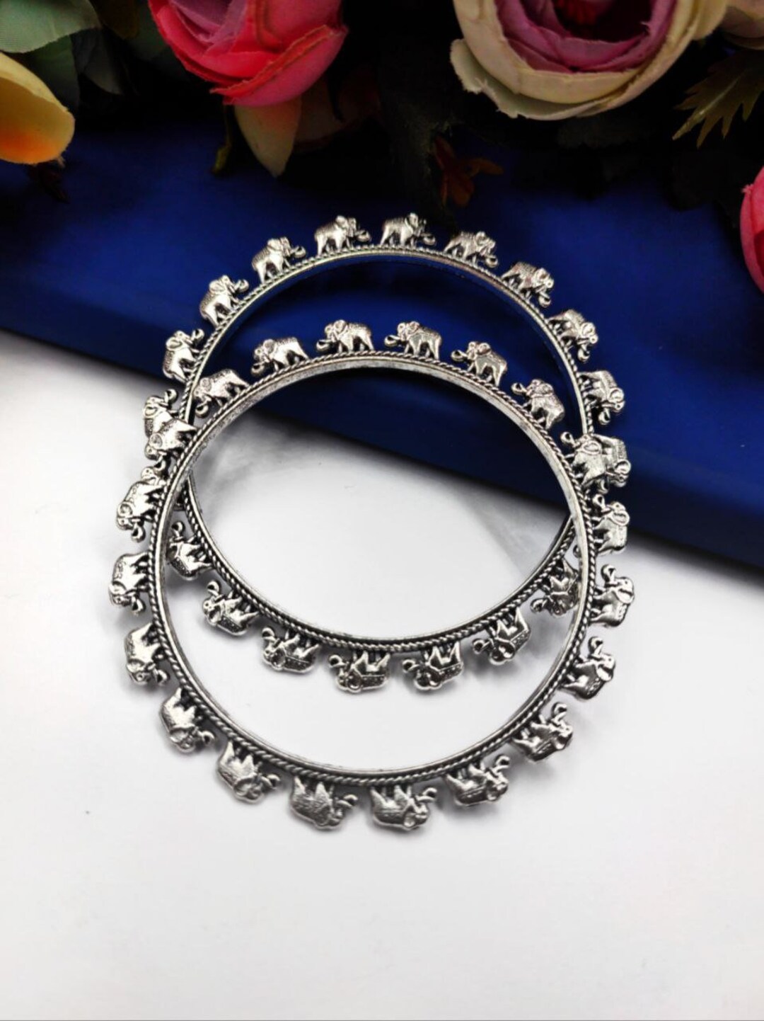 YACHIKA Collections:oxidised German Silver Plated Elephant Design ...