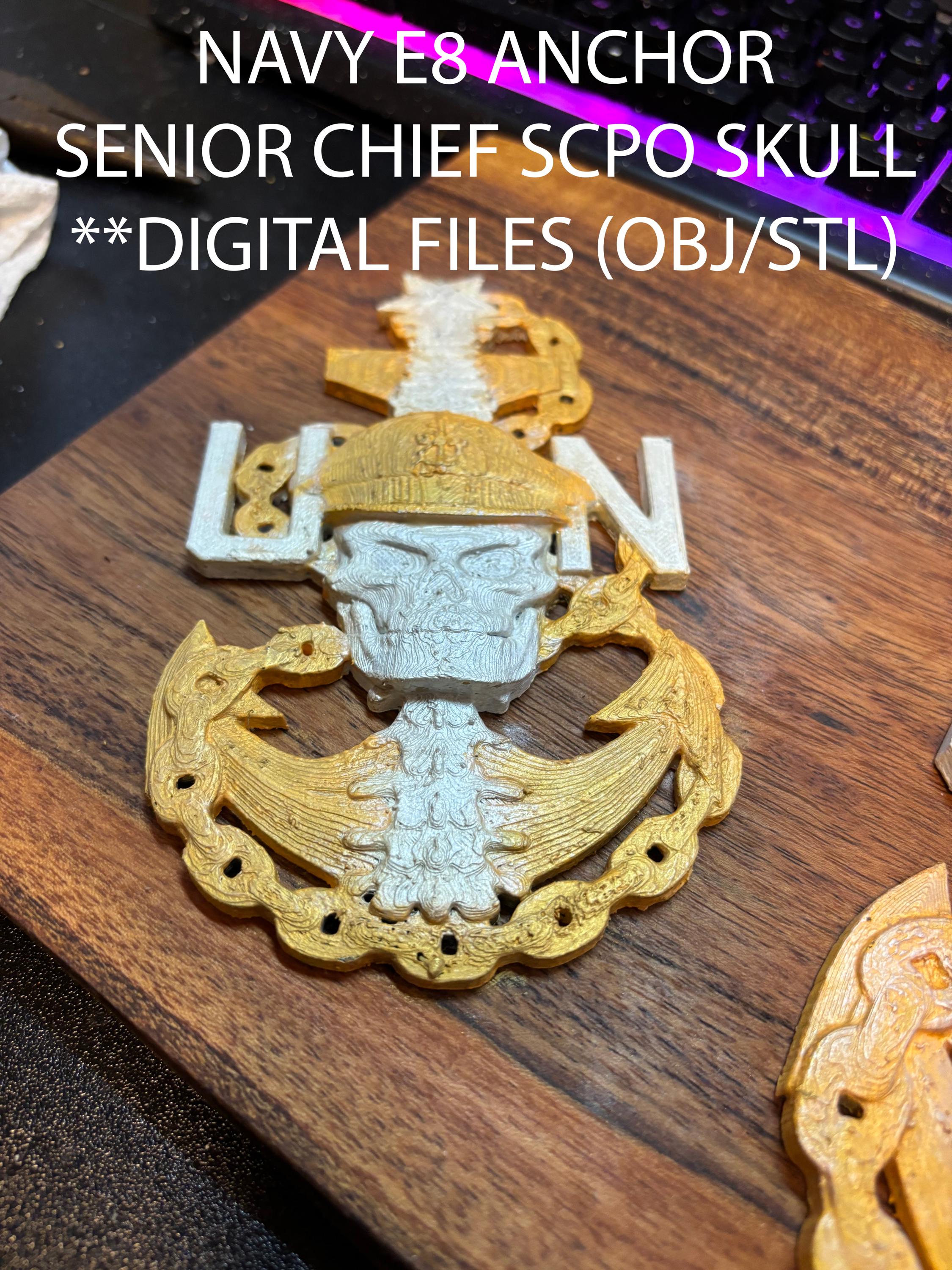 Navy E8 Anchor Senior Chief SCPO Skull, USN, 3d Models ** Digital Files ...
