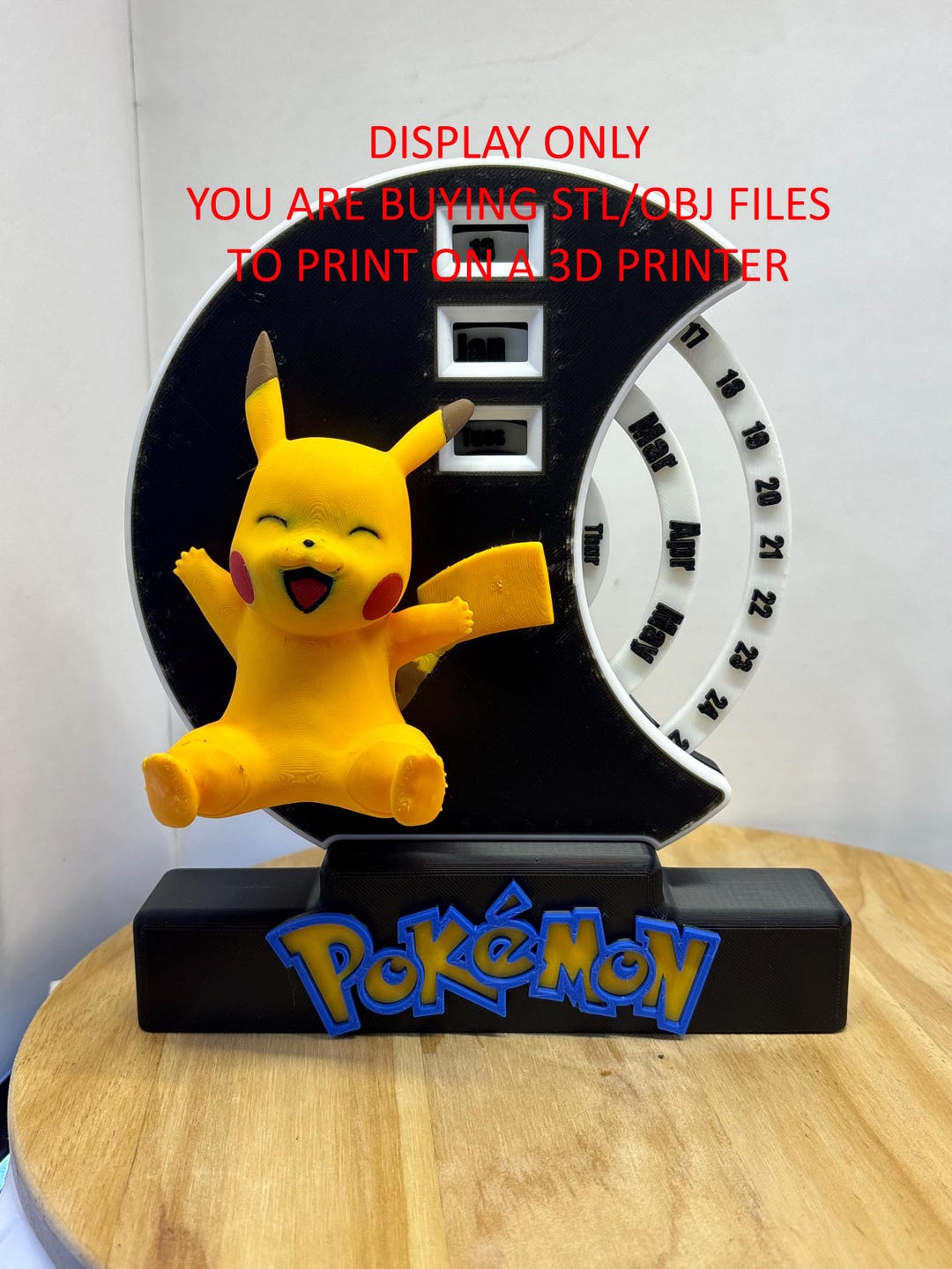 Pokemon Pikachu - Perpetual Calendar Stand 3D Print **digital Files OBJ ...