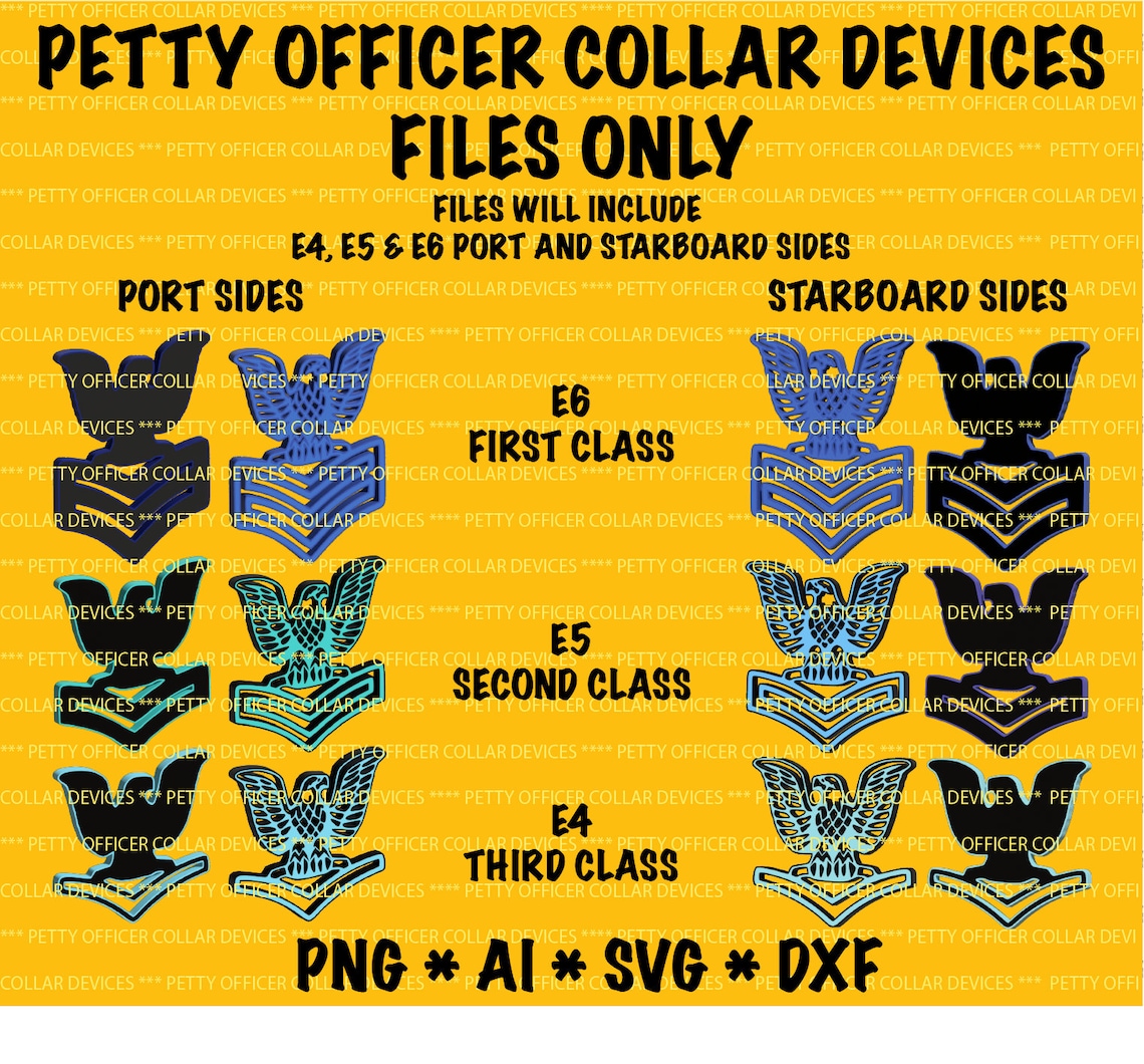 Navy PO1/PO2/PO3 (E6/E5/E4) Petty Officer Chevrons (port & Starboard ...