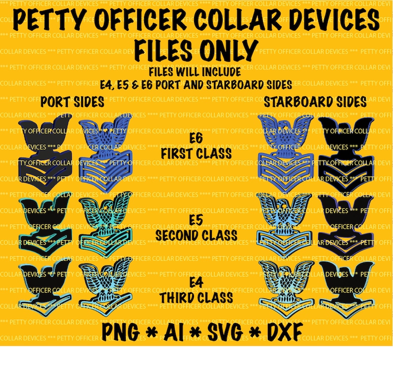 Digital Navy PO1/PO2/PO3 E6/E5/E4 Petty Officer Chevrons port ...