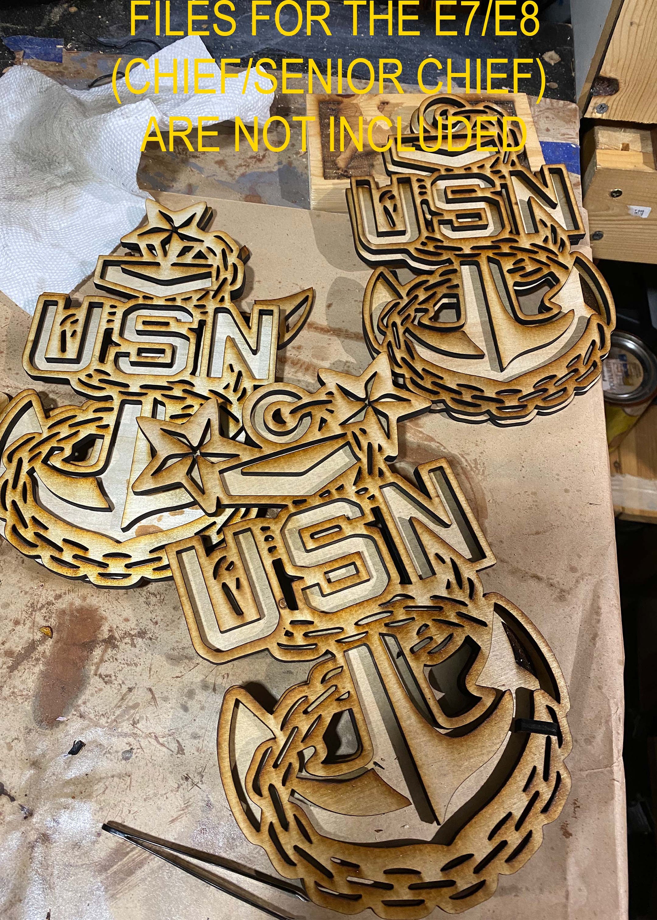 Navy Master Chief E9 Anchor, 2-layer, USN, Svg Ai DXF Png — Glowforge ...