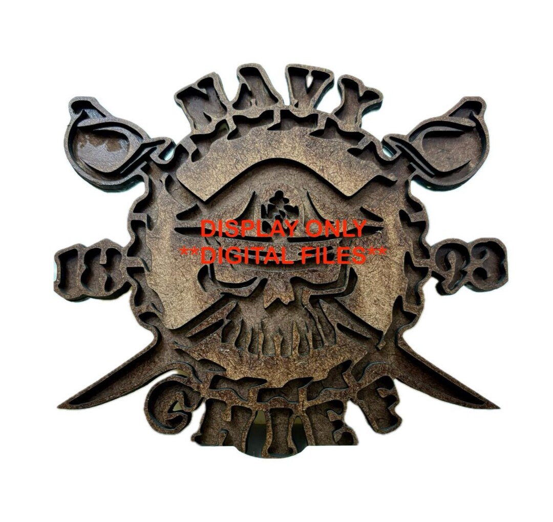 Navy E7 Chief Skull Cutlass 1893, 2-layer (mandala), USN, Svg Ai DXF ...