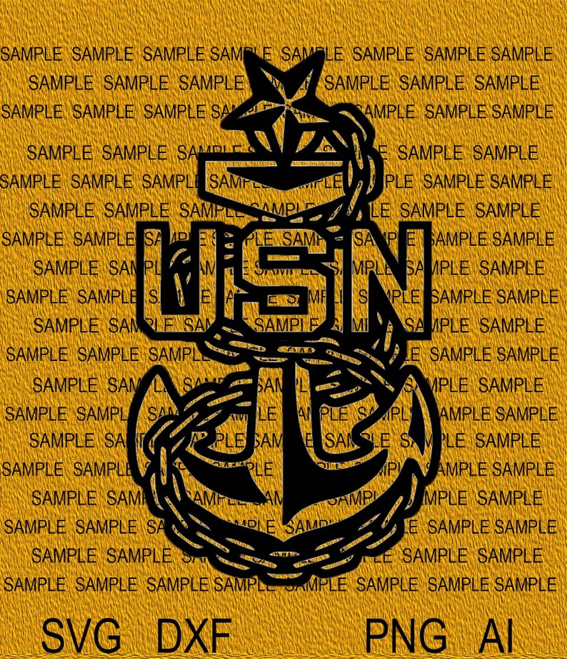 Navy Senior Chief E8 Anchor, 2-layer, USN, Svg Ai DXF Png — Glowforge ...