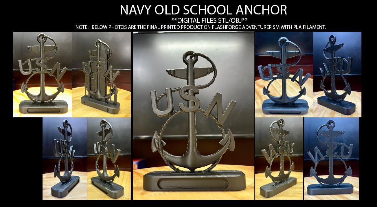 Navy Old School Chief Anchor, USN, 3d Model ** Digital Files (STL/OBJ ...