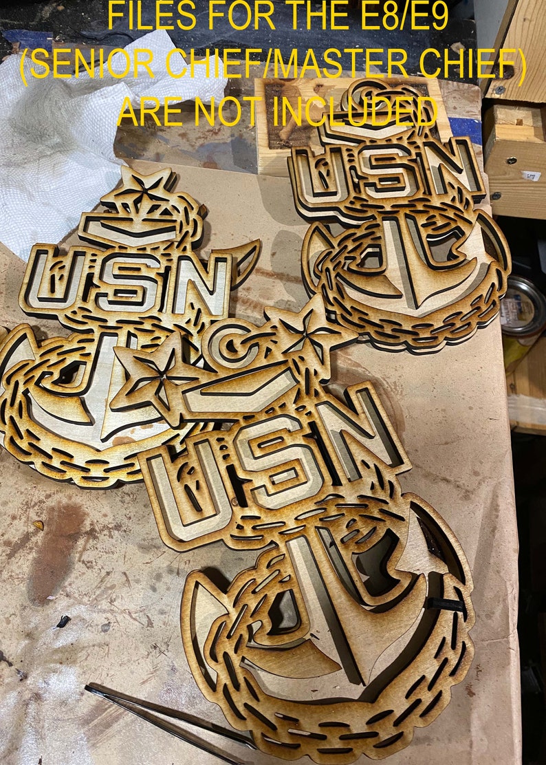 Navy Chief E7 Anchor, 2-layer, USN, Svg Ai DXF Png — Glowforge ...