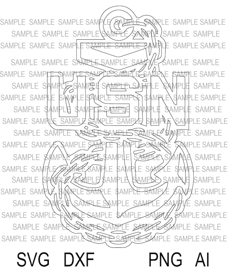 Navy Chief E7 Anchor, 2-layer, USN, Svg Ai DXF Png — Glowforge ...
