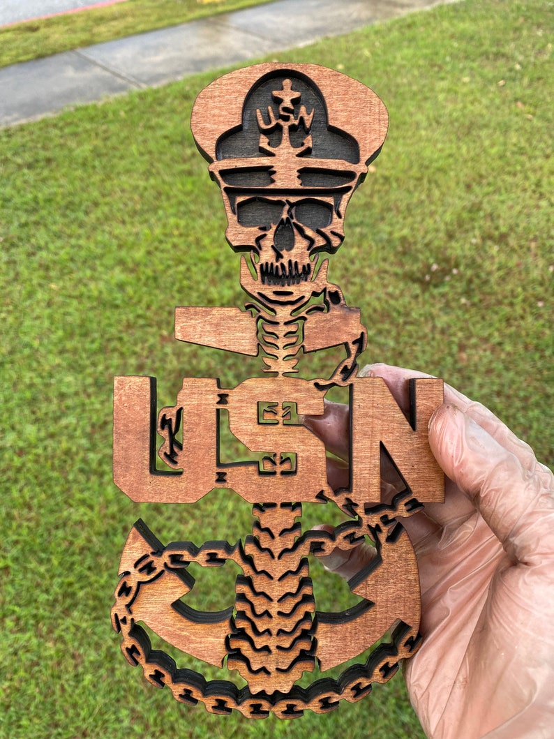 Navy E7/chief Skull Anchor Backbone, 2-layer (mandala), USN, Svg Ai DXF ...