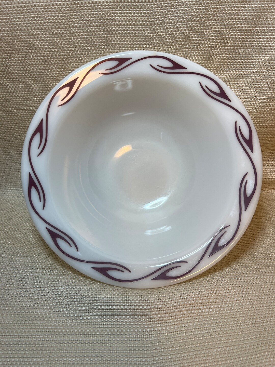 1950’s Corning Milk Glass Serving Bowl - Ruby Scroll - Etsy
