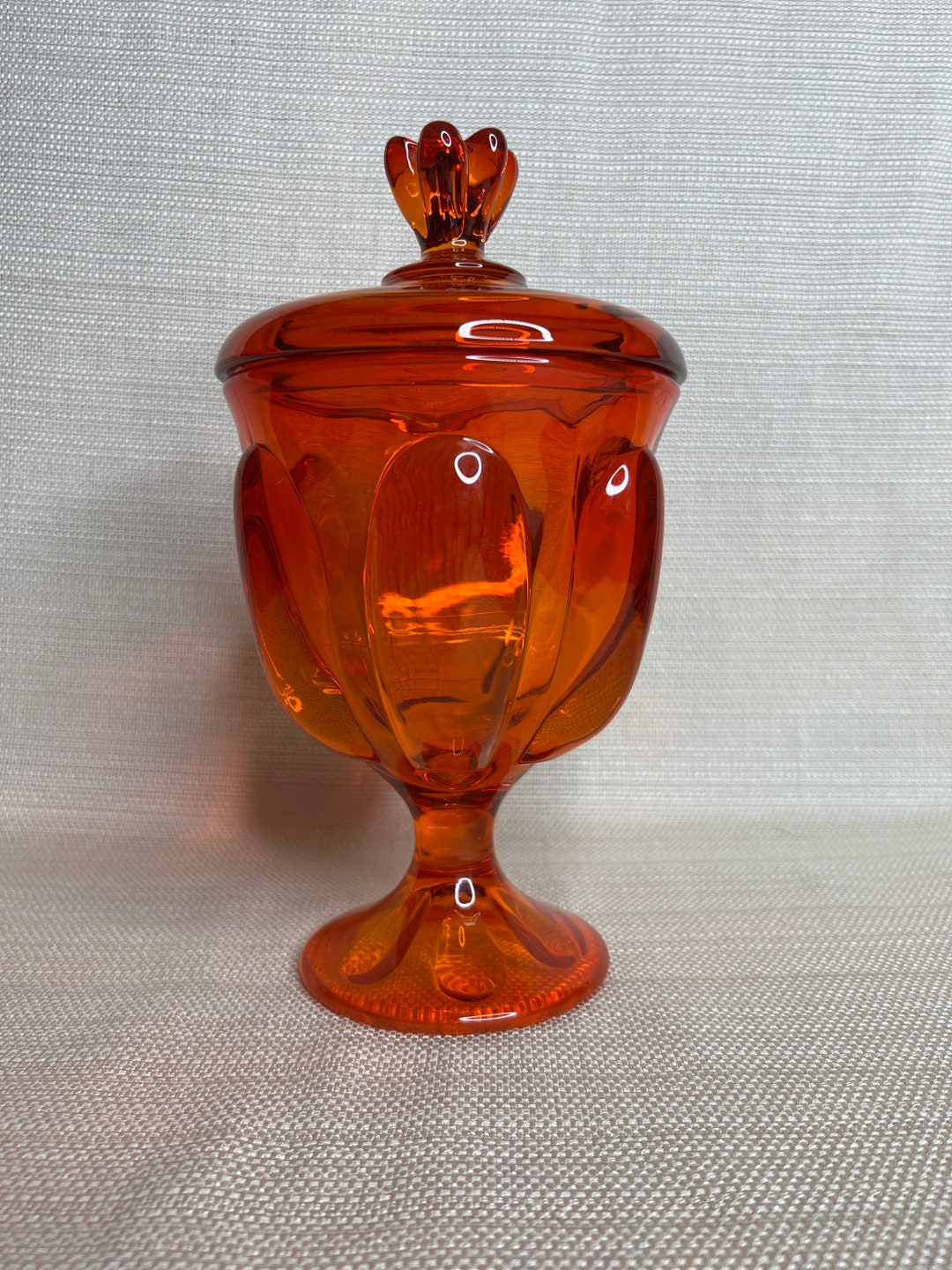 Viking Glass Epic Line Large Amberina Candy Dish With Lid - Etsy
