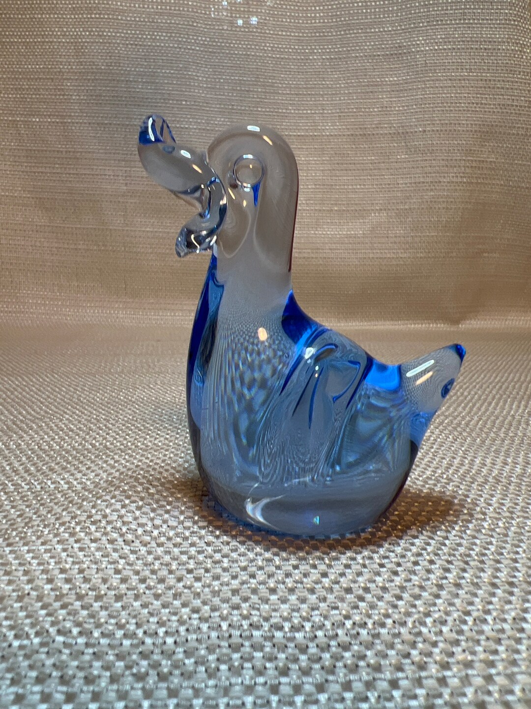 Vintage Hand Made Blue Glass Duck. - Etsy
