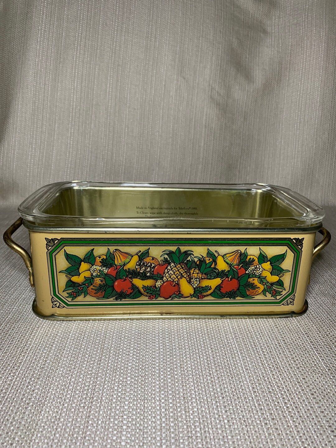 1980’s Teleflora Fruit Harvest Pyrex 1 1/2 Qt. Loaf/casserole Dish and ...