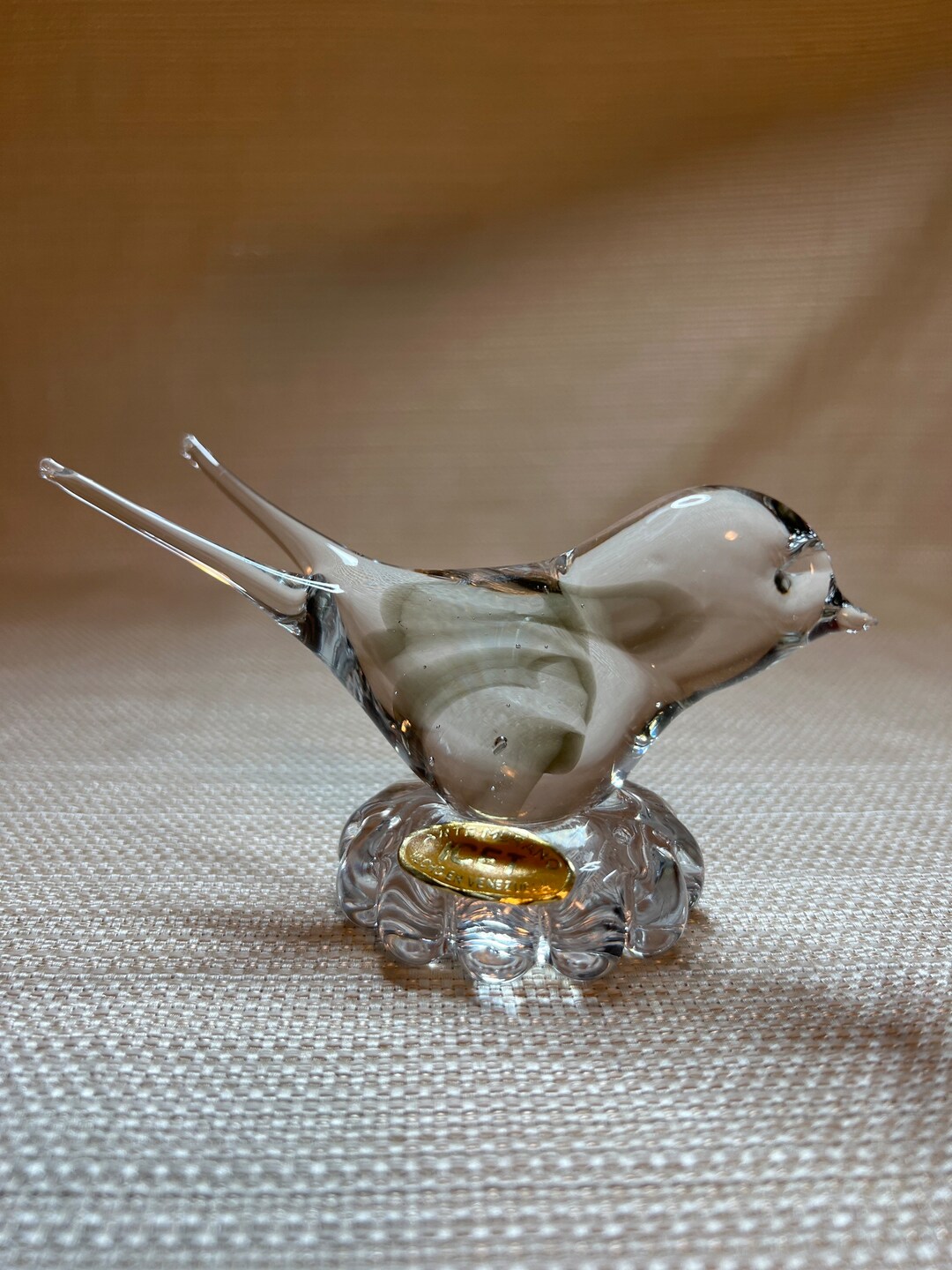 Arte Murano Clear Glass Bird With Original Sticker - Made in Venezuela ...