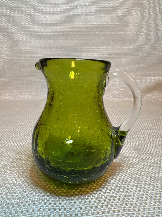 Vintage Pilgrim Crackle Glass Mini Pitcher With Original - Etsy