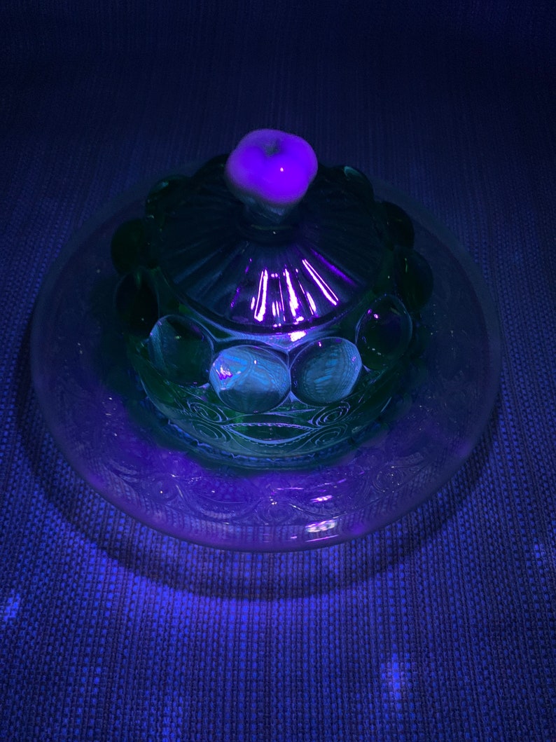 Mosser Eye Winker Vaseline Opalescent Glass Butter Dish. - Etsy