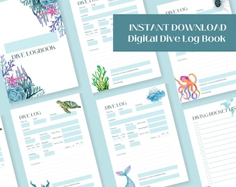 Dive Log Pages Printable File, Scuba Dive Log Book Pages, PADI Dive Log ...