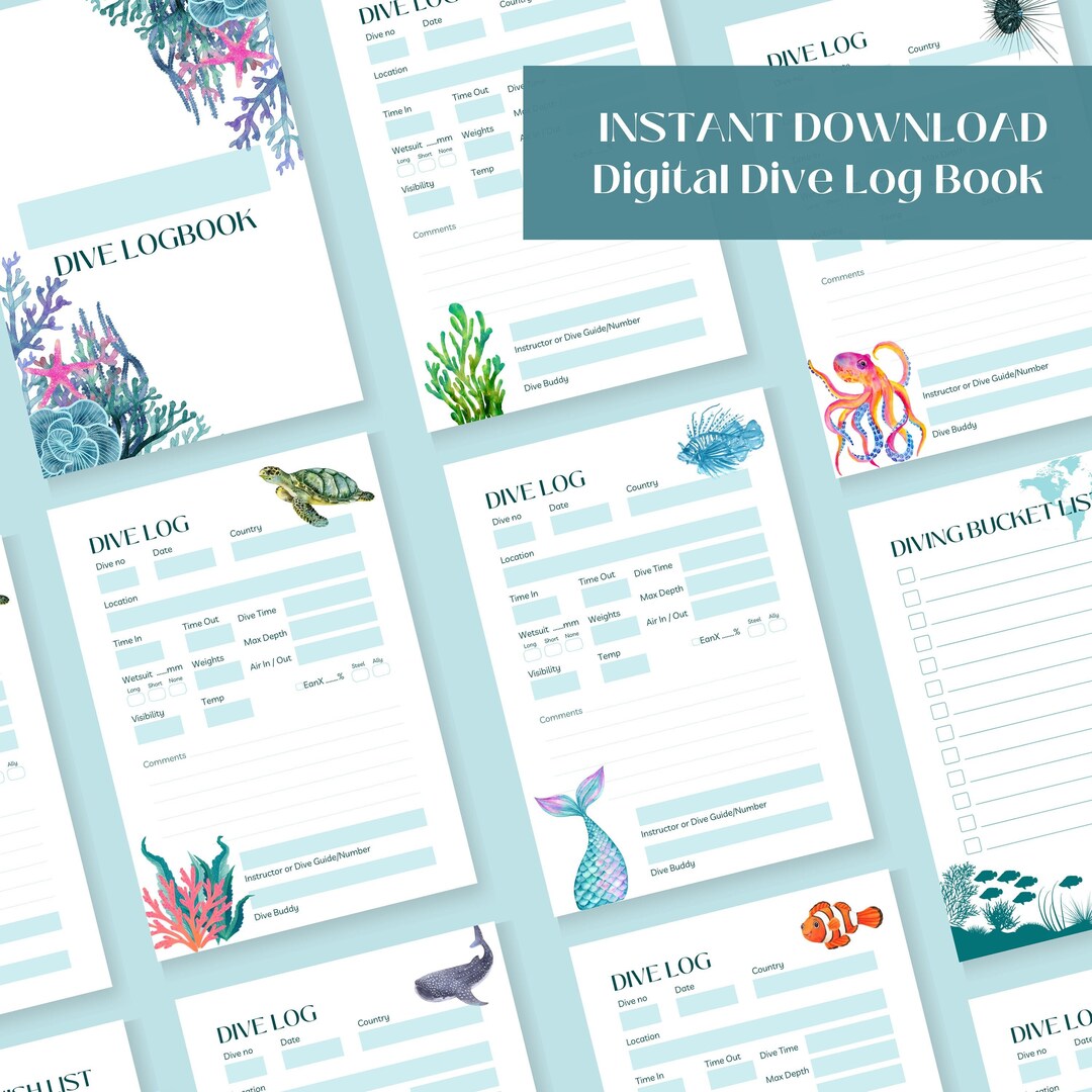 Dive Logbook | Diving Log Book | Instant Download | PDF | Printable ...