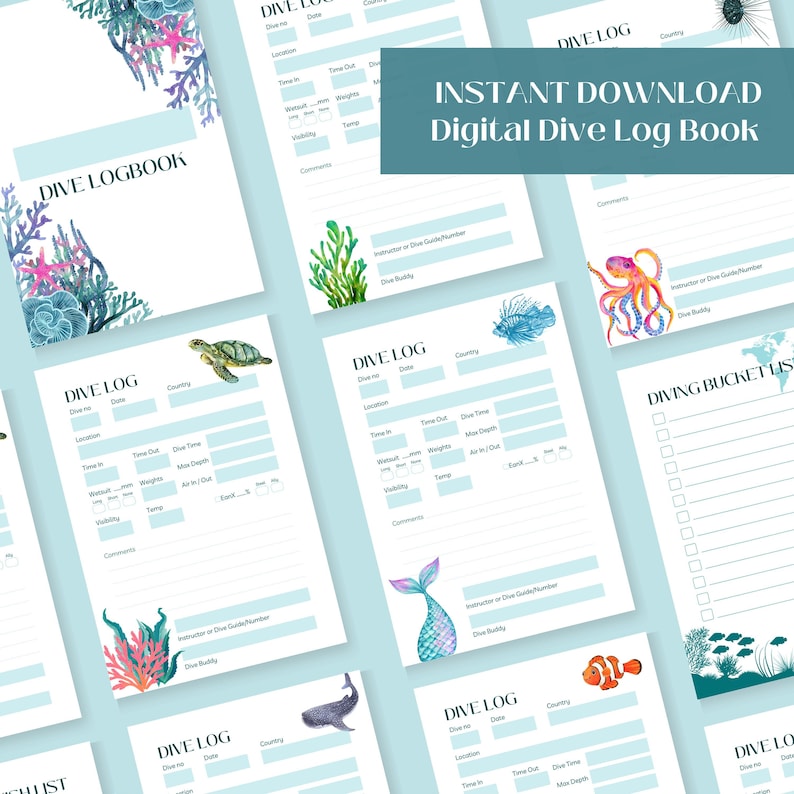 Dive Logbook | Diving Log Book | Instant Download | PDF | Printable ...