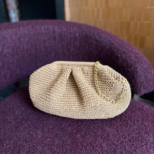 Small Raffia Beige Clutch Bag for Women Straw Knitted Raffia - Etsy