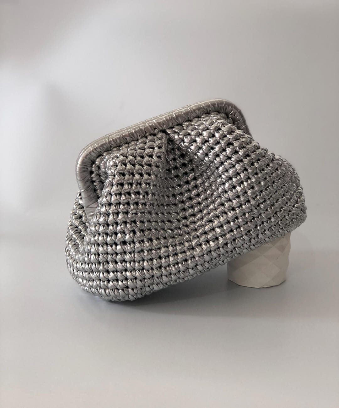 Handmade Silver Metallic Clutch Bag, Evening Pouch Bag, Modern Wedding ...