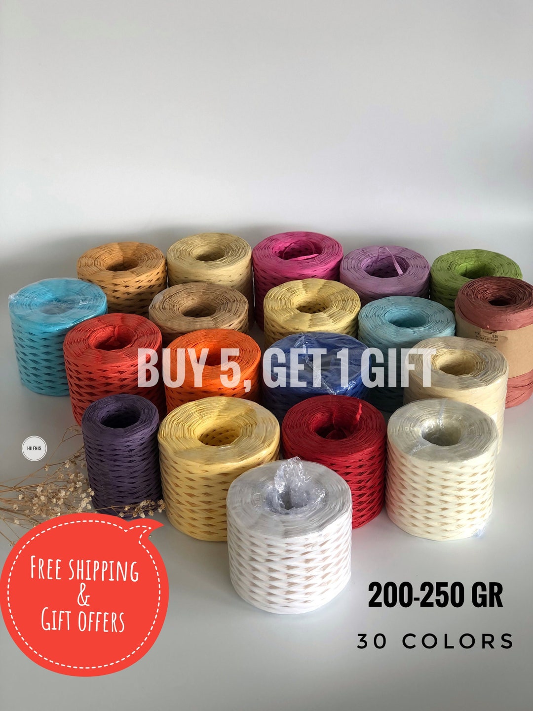 Premium Raffia, 30 Colors, Raffia Yarn, 250 G 310 M, Paper Yarn ...