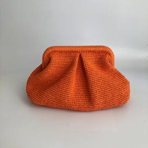 Orange Raffia Pouch Clutch Bag for Women, Orange Summer Wedding Clutch ...