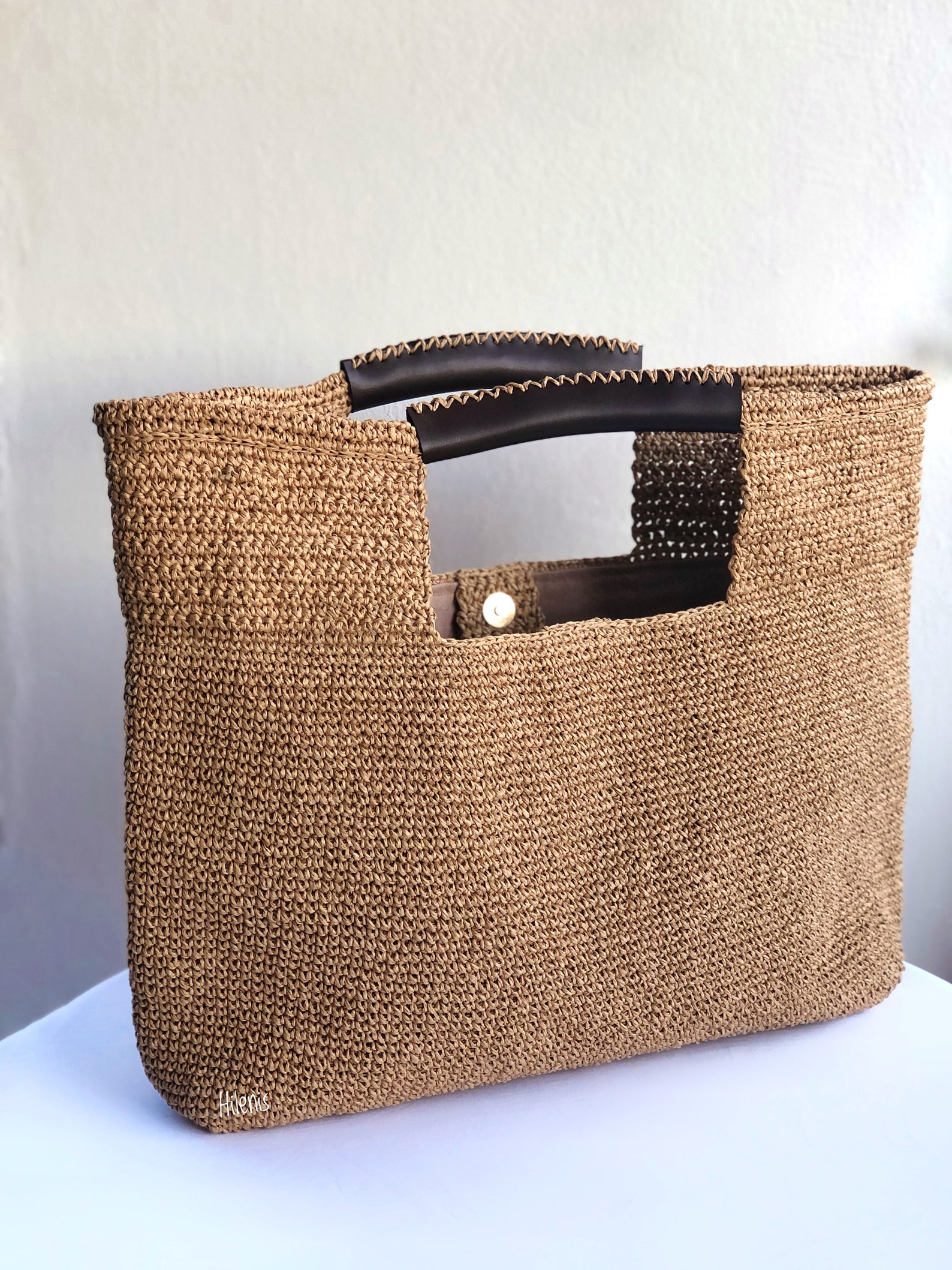 Crochet Raffia Tote Bag Raffia Beach Bag Summer Shopper Bag - Etsy