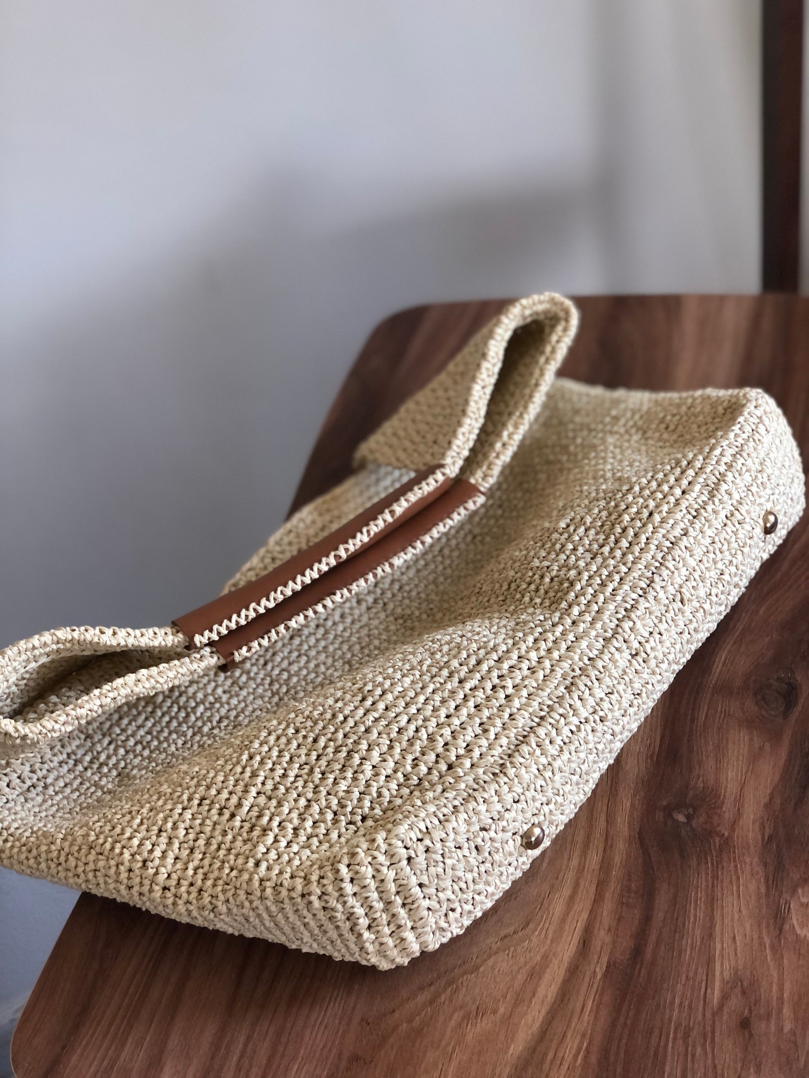 Crochet Raffia Tote Bag Raffia Beach Bag Summer Shopper Bag - Etsy