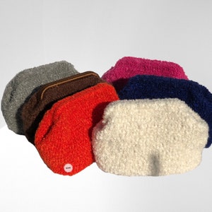 Handmade Puffy Pouch Bag, Winter Fluffy Teddy Bag, Wool Pouch Clutch ...