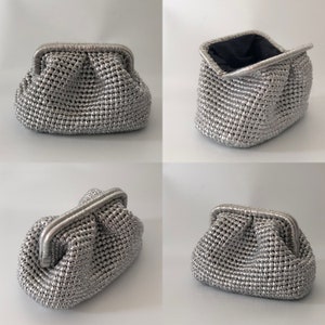 Modern Silver Metallic Clutch Bag for Women, Evening Silver Pouch ...