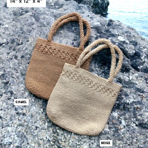 Summer Tote Bag for Women, Camel Straw Beach Shoulder Bag, Crochet ...
