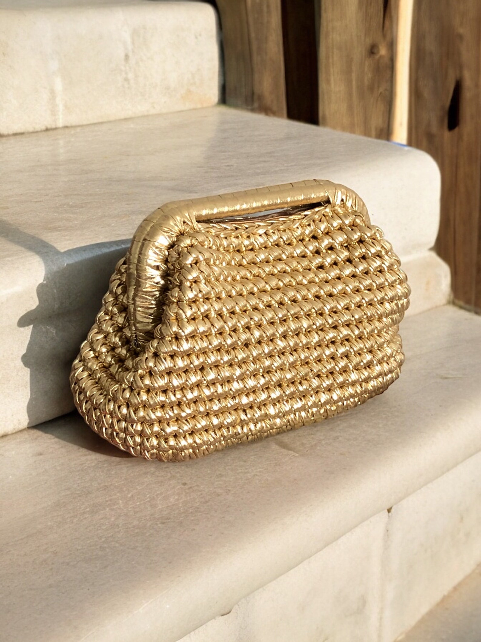 Mini Gold Wedding Bag for Women, Luxury Gold Woven Clutch Bag, Evening ...