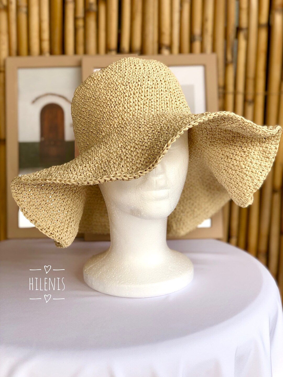 Handmade Vintage Crochet Raffia Hat Straw Floppy Hat Bow Hat - Etsy