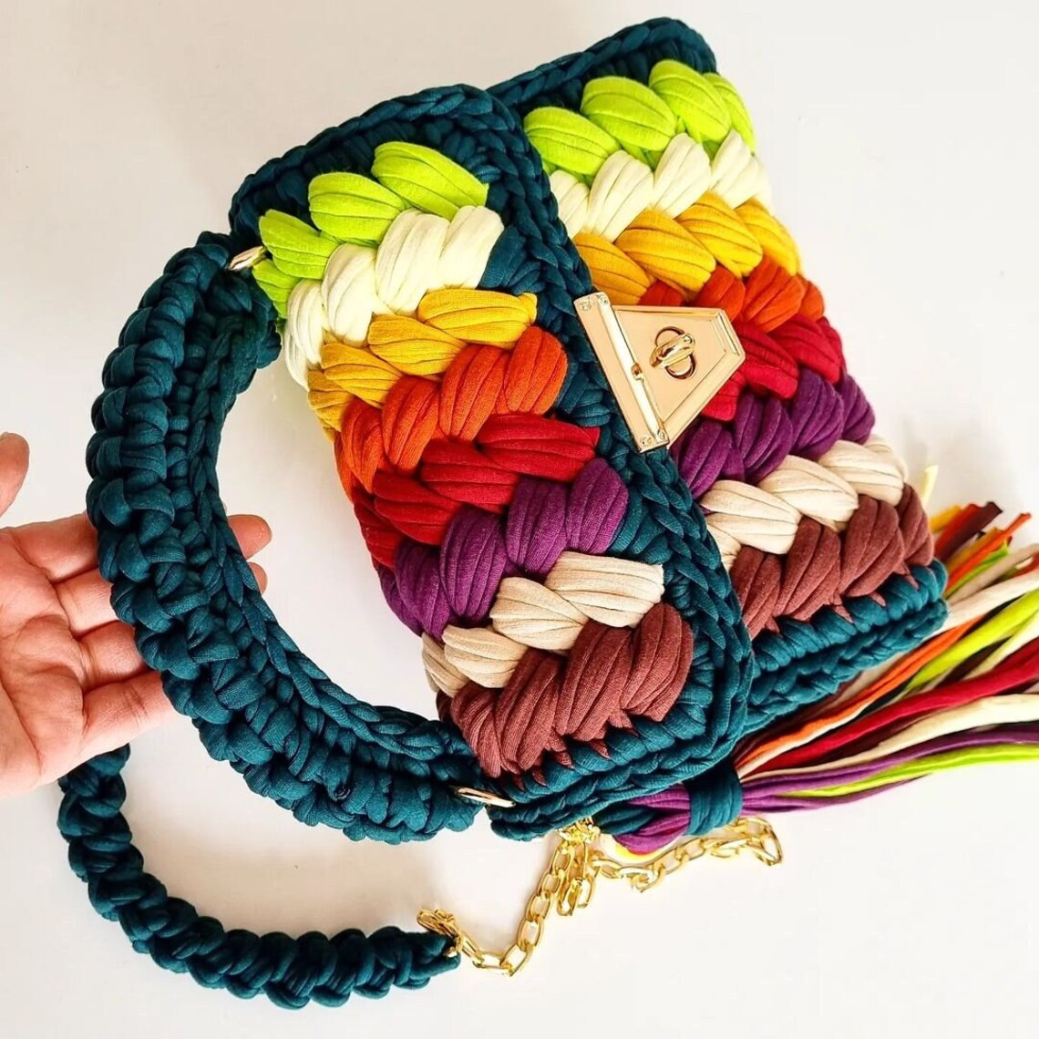 Multi Color Bag / Personalized Bag / Crochet Designer Bag / - Etsy