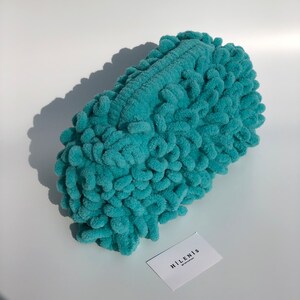 Winter Blue Puffy Clutch Handbag for Women, Pouch Clutch Purse With ...