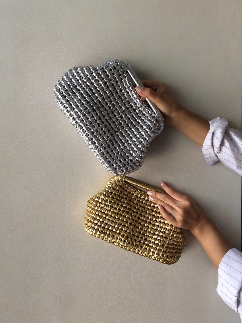 Mini Gold Wedding Bag for Women, Luxury Gold Woven Clutch Bag, Evening ...