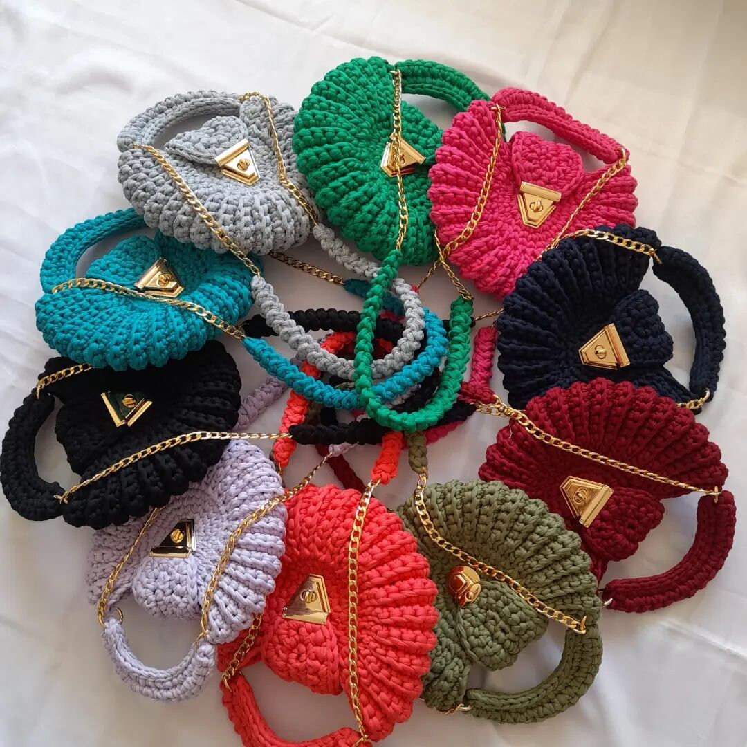 Multi Color Bag, Crochet Designer Bag, Knitted Colorful Shoulder Bag ...